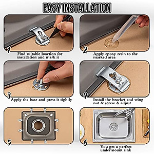 14 Pack Kit Undermount Sink Clips, Sink Bracket Clips for Mounting Undermount Bathroom Kitchen Sinks, Installation Repair Hardware Clips for Providing Excellent Support