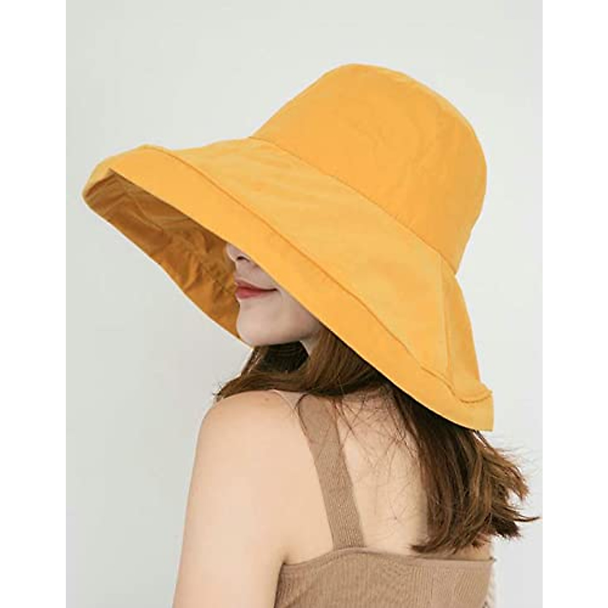 Women Sun Hat Wide Brim UV Protection Soild Bucket Hat Travel Outdoor Beach Hat Grey