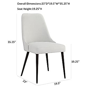 Ball & Cast Kitchen Chair Modern Upholstered Dining Chairs, Desk Chair Side Chair with Metal Legs, Ivory Set of 2