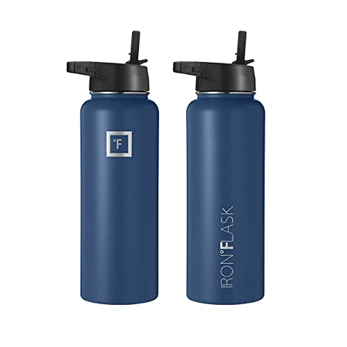 IRON °FLASK Sports Water Bottle - 40 Oz, 3 Lids (Straw Lid), Leak Proof, Vacuum Insulated Stainless Steel, Double Walled, Thermo Mug, Metal Canteen