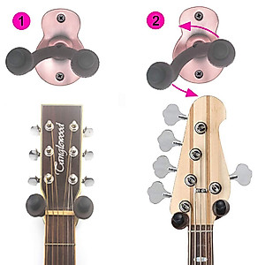 WOTLLA Guitar Wall Mount, Guitar Hanger Alloy Steel Guitar Wall Hangers for Acoustic Electric Guitar Banjo Bass Guitar, Gift for Guitar Players 2 Pcs