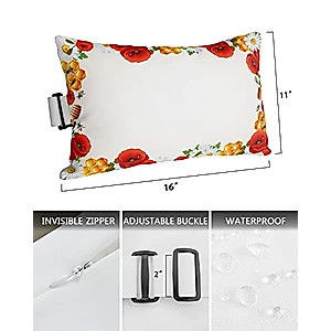 Recliner Head Pillow Ledge Loungers Chair Pillows with Insert Farm Bees Honeycomb Flowers Border Lumbar Pillow with Adjustable Strap Outside Patio Decorative Garden Cushion for Bench Couch, 2 PCS