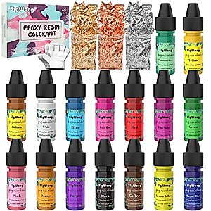 Epoxy Resin Pigment - 16 Color Liquid Translucent Epoxy Resin Colorant, Highly Concentrated Epoxy Resin Dye for DIY Jewelry Making, AB Resin Coloring for Paint, Craft - 10ml Each