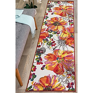 Modern Bright Flowers Non-Slip (Non-Skid) Area Rug Runner 2' X 7' (22" X 84") Multi