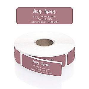Modern Dusty Purple Rolled Address Labels/Roll of 250 Muted Plum Personalized Address Labels/Designer Return Address Stickers in Elegant Plastic Dispenser