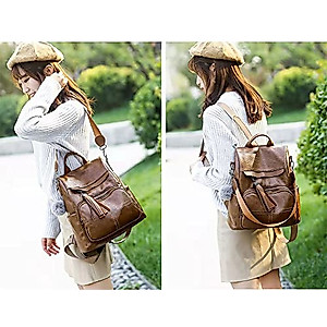 Women Backpack Purse PU Leather Shoulder Bag Travel Bag Handbag Casual Fashion Multifunction Ladys Satchel Bags Anti-theft