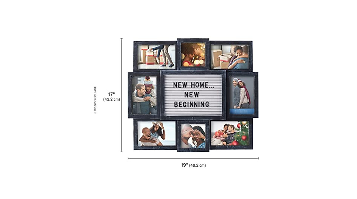 Melannco Customizable Letterboard Photo Collage 8 Openings 19x17"