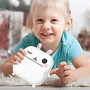 Kids Instant Print Camera - Mini Kids Camera with 2.4in HD Large Screen & Dual Lens,Digital Camera for Kids with Zero Ink Print Paper, Kid Camera Gift for Girls Boys 5-12 Years Old Huugy