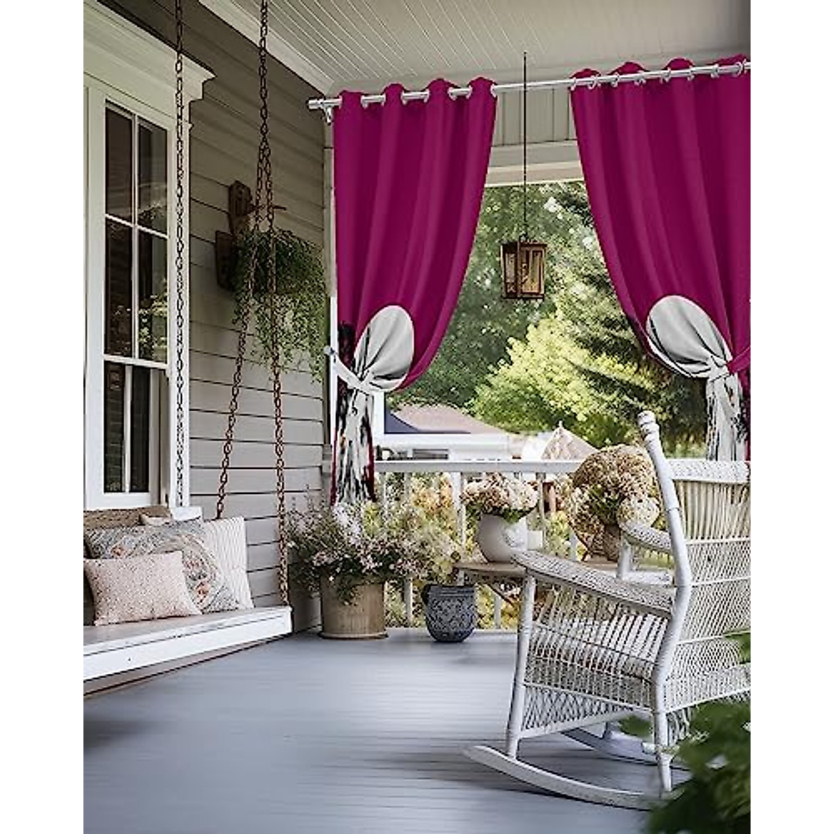 Outdoor Curtains for Patio 2 Panels Set Lovers Carriage and Eiffel Tower Under the Moon Waterproof Privacy Outside Curtain Sun Blocking Grommet Drapes for Porch Gazebo Pergolas Balcony 52x84 Inch