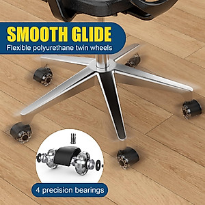 Office Chair Wheels Replacement-Heavy Duty Rubber Wheels for Office Chair(2200Lbs)-2''Universal Size Office Chair Casters,Smooth & Safe Rolling for All Floors Including Hardwood and Carpet(Set of 5)