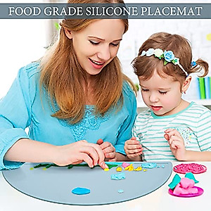 4 Packs Silicone Placemats for Baby Non Slip Placemats for Kids Toddlers Food Table Mats Portable Toddlers Placemats for Dining Table, 4 Colors(Gray, Apricot, Blue, Pink)