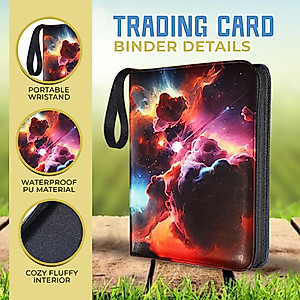 LORDL 400 Pocket Card Binder, Trading Card Binder with Fantasy Space Design, Black, 9.5 x 7 x 2 inches, Collectible Trading Card Album