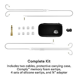 MEE Professional MX4 PRO Quad-Driver Hybrid Musician’s In Ear Monitor Headphones with High-Resolution Reference Sound; Noise Isolating Earbuds Earphones with Optional Customization & Detachable Cables