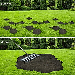 Sunvigor Lawn Leveling Rake, 30" x 10" Ground Plate with 6FT Adjustable Extra Long Handle Stainless Steel for Yard Garden - Heavy Duty Effort-Saving Leveling Soil Sand Spreading Dirt Top Dressing