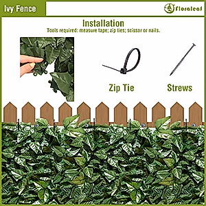FLORALEAF Artificial Ivy Privacy Fence Screen 3'x8' Artificial Hedge Leaf and Faux Ivy Vine Leaf Fence Wall Decoration for Outdoor Garden, Yard Decore