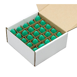 Box of 25 Light Bulbs - C7, Incandescent Steady Burning - Opaque Green - 7 Watt, Extended Life, Nickel Plated Candelabra Base - Great for Decorative Lights and Halloween Strings