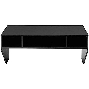 WATERJOY Wall Mounted Desk Computer Desk Floating Table, Home Office Working Desk, Wall Mounted Console Workstation Laptop PC Table with Storage Shelves Black