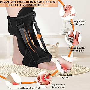 FIAYIGIL Plantar Fasciitis Night Splint, Foot Drop Orthosis Adjustable Elastic Sole Night Splint Ankle Fixation Effective Relief from Achilles Tendonitis, Heel and Ankle Pain