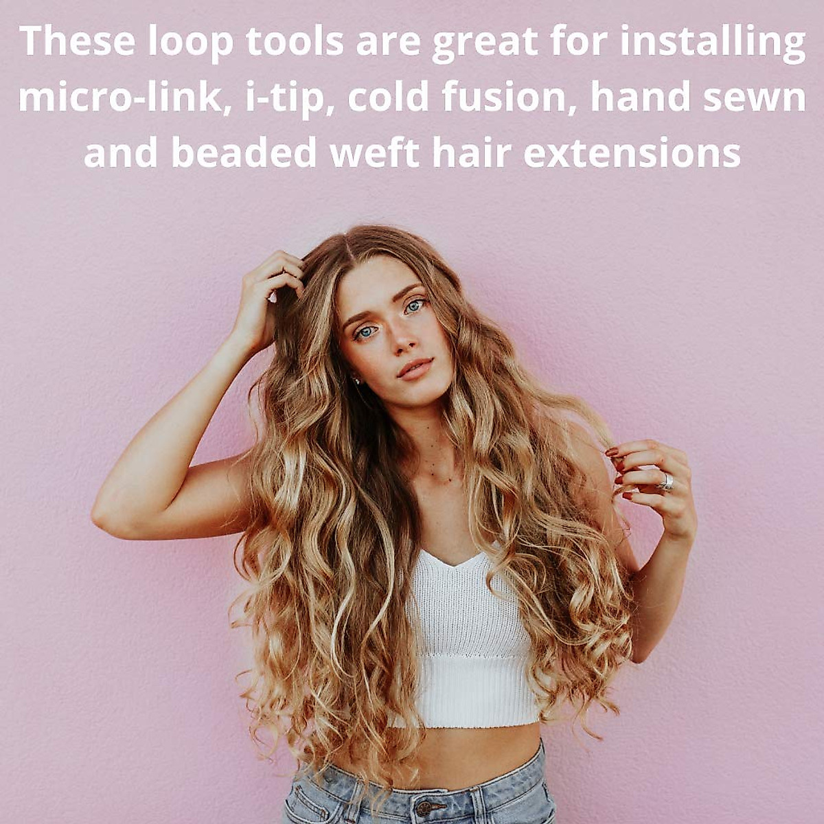 5 Wooden Hair Extensions Loop Needle Threader Wire Pulling Hook Tool for silicone microlink beads and feathers, Set of 5 for hair or feather extensions (5 Loop Tools)