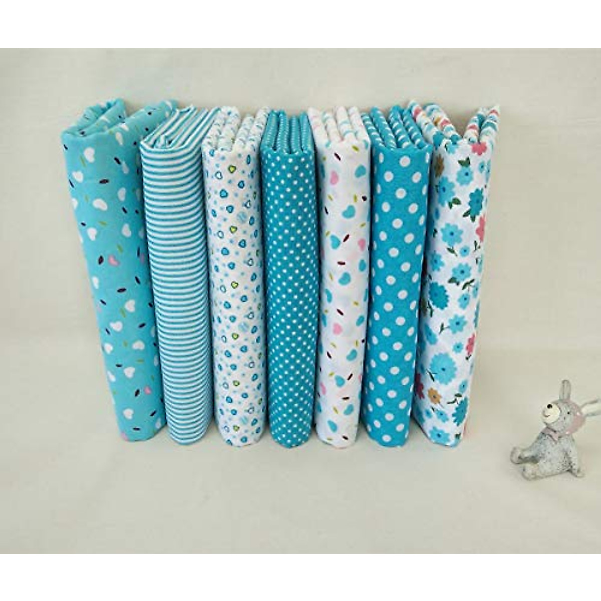 Egurs 7pcs/set Cotton Fabric For Sewing Quilting Patchwork Home Textile Pink Series Tilda Doll Body Cloth - Lake Blue Series 50 50