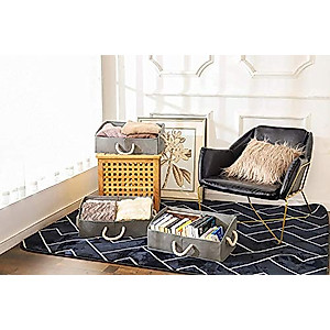 YCOCO Large Storage Basket Bin Set [3-Pack] Storage Cube Box Foldable Canvas Fabric Collapsible Organizer With Handles For Home Office Closet Toys Clothes Kids Room Nursery,Grey