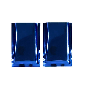 200PCS Glossy Electric Blue Metallic Mylar Foil Open Top Packaging Bags 12x18cm (4.7x7")