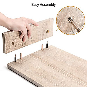 AMERIERGO Dual Monitor Stand -Adjustable Length and Angle Dual Monitor Riser, Computer Monitor Stand w/2 Slot, Desktop Organizer, Monitor Stand Riser for PC, Computer, Laptop (Wood)