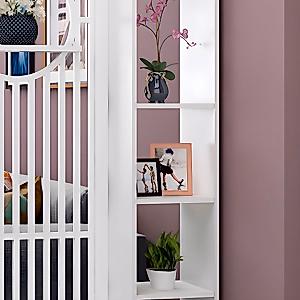 CraftThink Wall Room Divider, Modern White Freestanding Wood Room Divider Screen, Storage Cabinet Display Storage with Shelves, Wall Privacy Screens for Home Office Decorative, 27.5"L x 12"W x 75"H