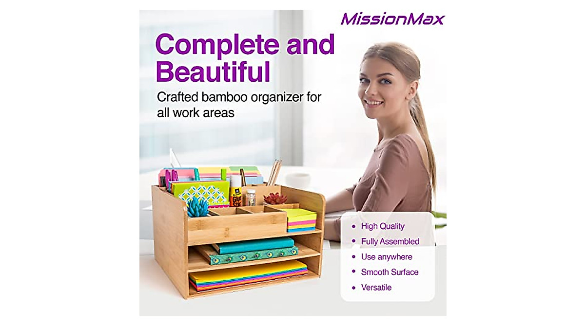 MissionMax Bamboo Desk Organizer – Maximize Storage & Eco-Friendly Design