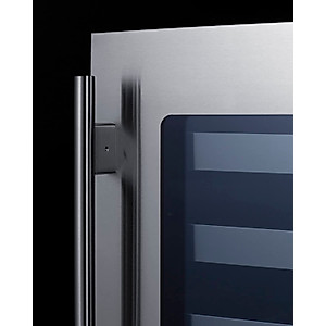 Summit ASDW2412 24 Inches Wide Built-In Wine Cellar, Black; ADA Compliant Design; Less Than 18 Inches Deep; Double Pane Tempered Glass Door; Temperature Memory Function; Reversible Door