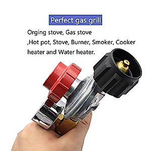 5Ft Adjustable Propane Regulator Hose Braided Steel 0~30 PSI Gas Flow Indicator for Fire Pit, Turkey Fryer, Burner, Cooker, Grill, Firepit etc-CSA Certification, QCC1 x 3/8 Female Flare Connection