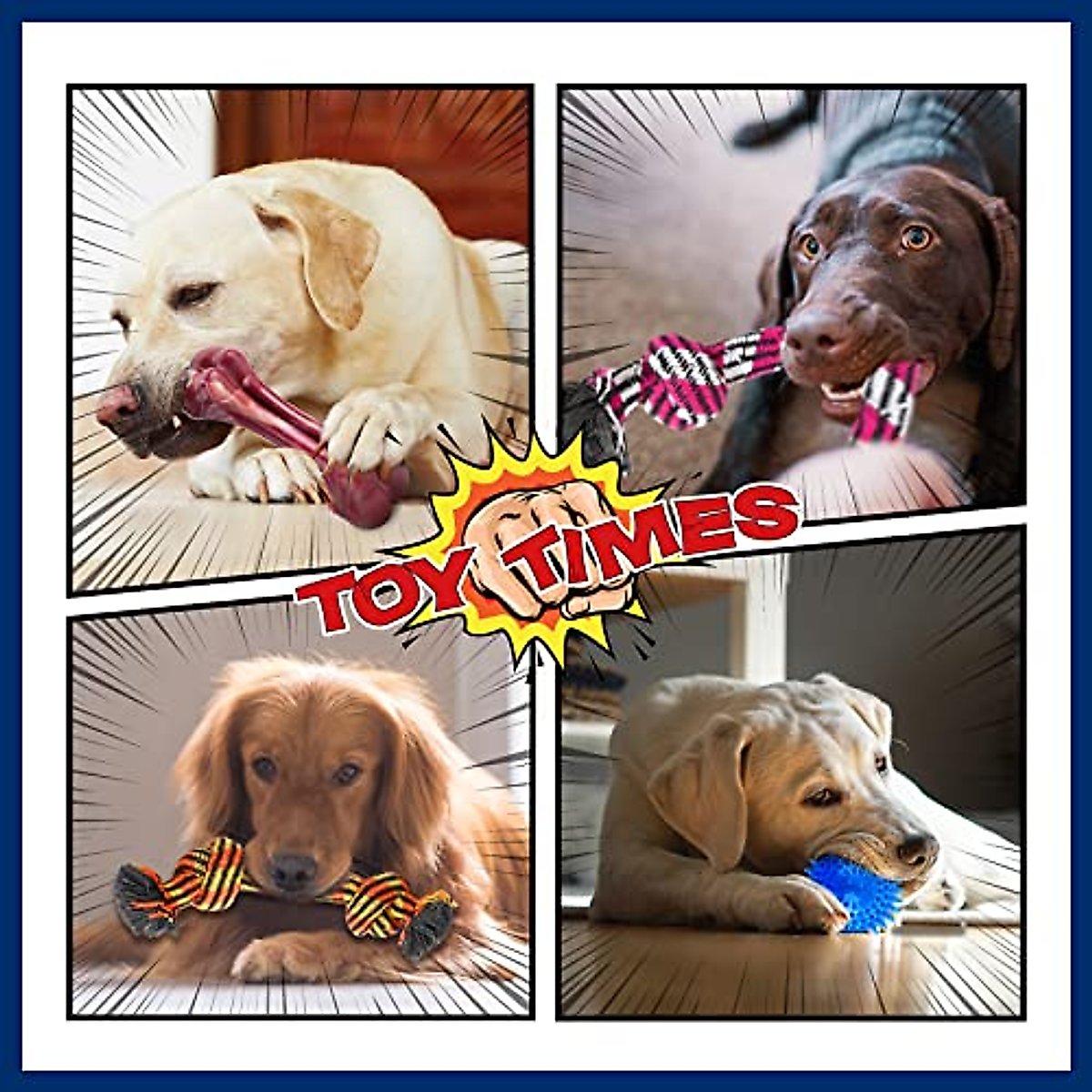 Zeaxuie Heavy Duty Various Dog Chew Toys for Aggressive Chewers - 9 Pack Value Set Includes Indestructible Rope Toys & Squeaky Toys for Medium, Large & X-Large Breeds (Style-1 Rope Toys)