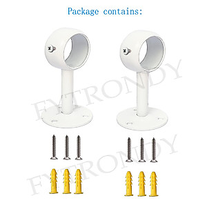 FYTRONDY White Edition Stainless Steel Wardrobe Pipe, Closet Lever Support Rod Holder Socket Bracket (1-1/4 INCH 2 Pack)