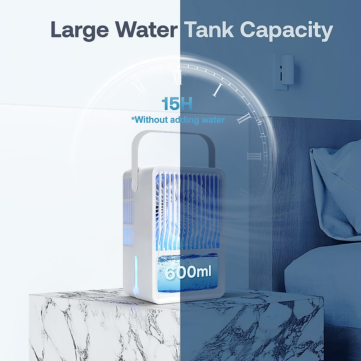 Portable Air Conditioners, Airlysita Evaporative Air Cooler with LCD Screen, Fan Speed&Spray, 7 RGB Lights,USB Powered,1-8H Timer, Personal Air Conditioners, Portable Air Conditioners for Home Office