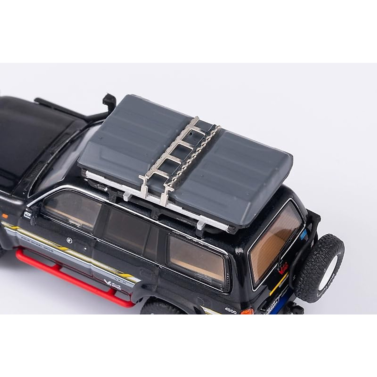 FloZ for KengFai for Toyota for Land Cruiser for LC80 Off-Road Vehicle Pearl Black Off Road Edition 1:64 Truck Pre-Built Model