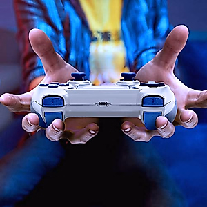 AceGamer Wireless Controller for PS4, Blue White V2 Gamepad Joystick for PS4 with Dual Vibration/6-Axis Motion Sensor/Non-Slip Grip of Both Sides and 3.5mm Audio Jack