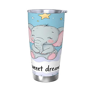 AYCZN Sweet Dream 20 OZ Tumbler Stainless Steel Travel Coffee Mug, Elephant Star Insulated Water Bottle with Lid and 2 StrawsLeakproof Thermal Cup