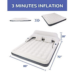 JEAOUIA Queen Air Mattress for Tents Camping - 9" Raised Portable Double Inflatable Couch with Soft Backrest Patch Kit - Blow Up Bed for Car Travel/Overnight Outdoors/Family Leisure