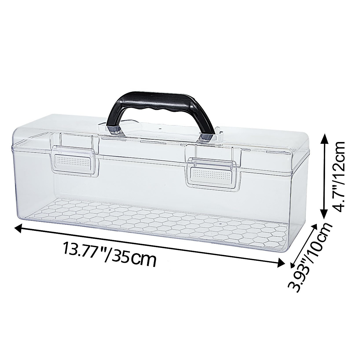 Ganydet Clear Storage Box with handle, 13.77'' × 3.93'' × 4.7'' Small Tool Box Multipurpose Plastic Portable Container Plastic Storage Container Box with Handle Card Storage Box,Clear