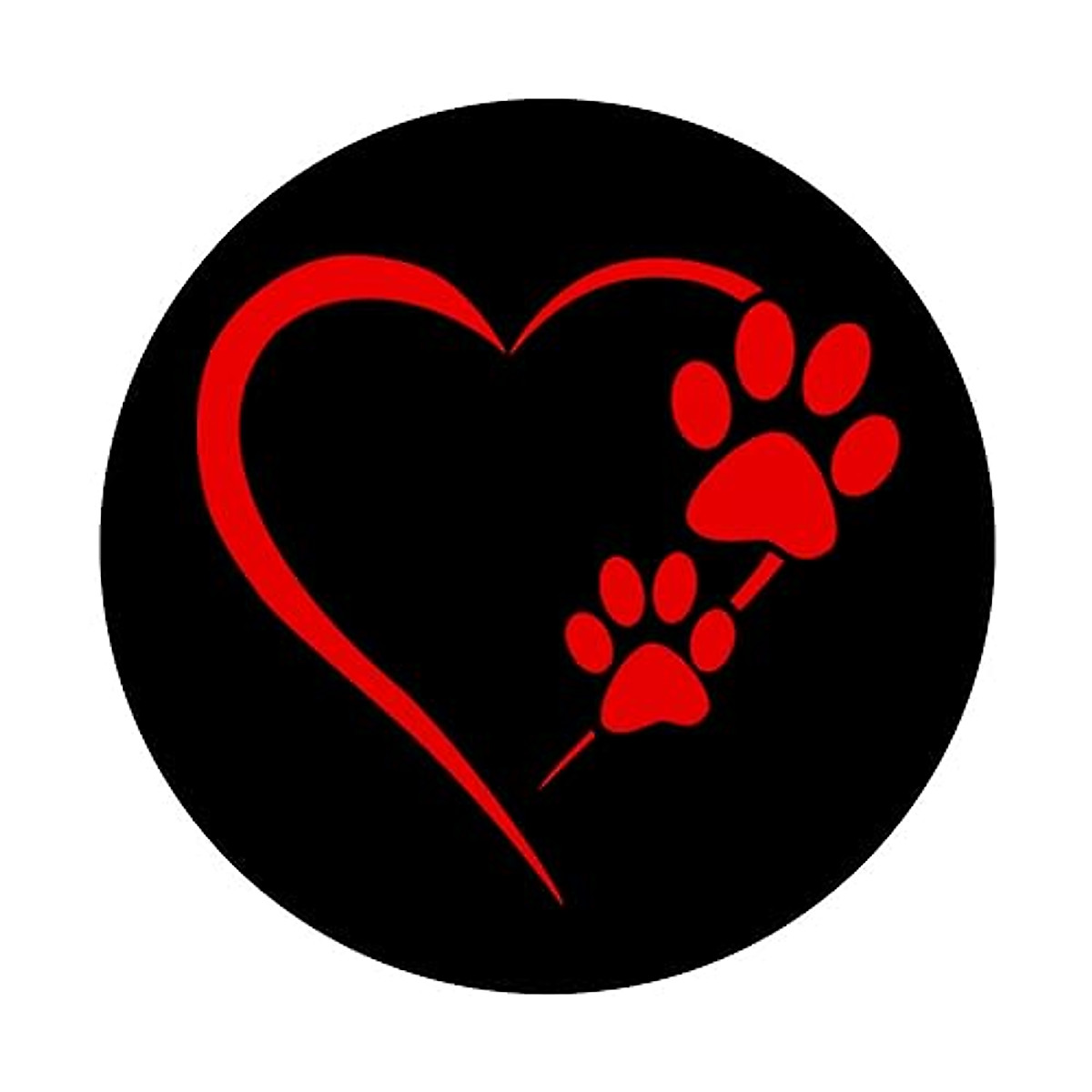 Red Heart Paw Print Dog Paw Cute Dog Love Black Dog PopSockets Standard PopGrip
