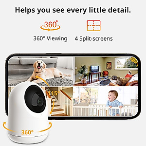 SwitchBot Baby Monitor with Camera, Audio Two-Way Talk, Pan/Tilt Cam 2K Ultra HD for Home Security, Indoor Camera WiFi 2.4G Works with Alexa & Google Home, Night Vision, Motion Tracking, Privacy Mode