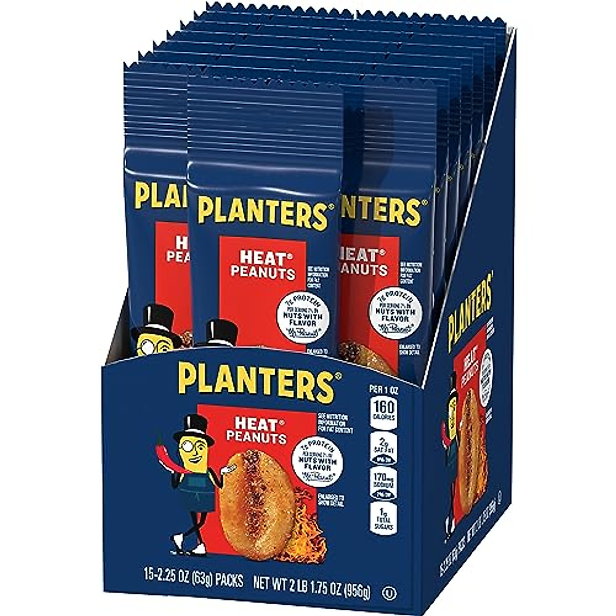 Planters Heat Peanuts (2.25oz Bags, Pack of 15)