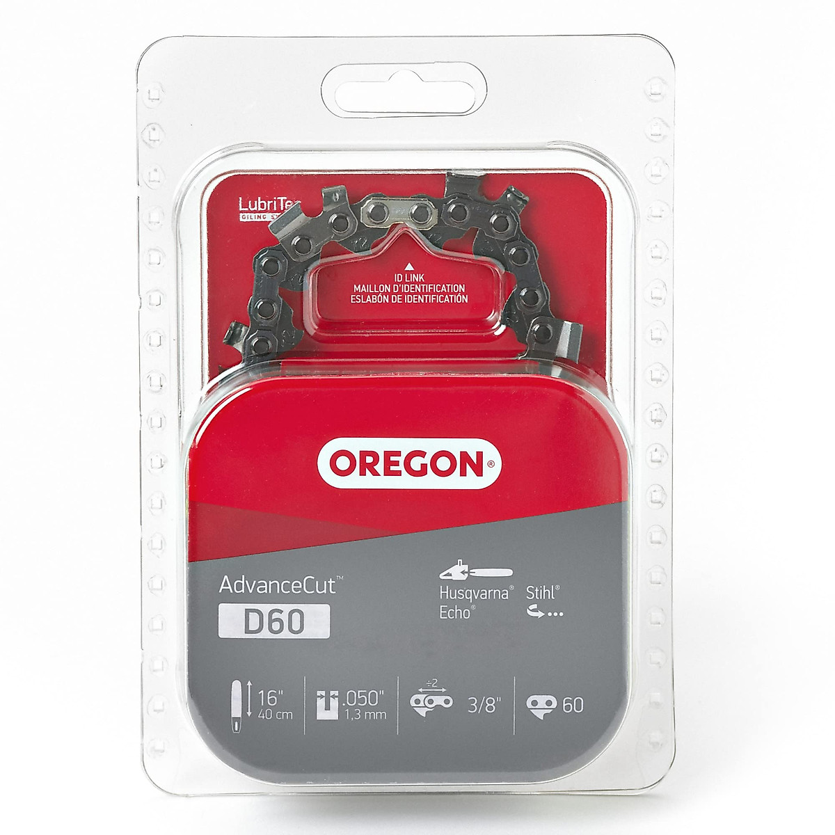 Oregon D60 AdvanceCut Replacement Chainsaw Chain for 16-Inch Guide Bars, 60 Drive Links, Pitch: 3/8" Low Kickback, .050" Gauge, Fits Husqvarna, Echo, Stihl, Poulan, Craftsman and More