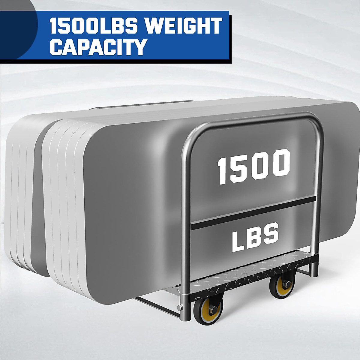 Panel Cart, Heavy Duty Flatbed Cart with 5In Swivel Caster 1500LBS Weight Capacity Lumber Drywall Mattress Cart Transporting Heavy Loads with Ease and Efficiency 2PCS Straps for Platform Trucks