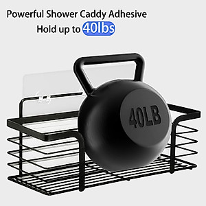 16-Pack Shower Caddy Adhesive Replacement, Transparent Adhesive Hooks Stickers, Strong Hook Strip for Shower Caddy Basket Shelf, Soap Holder, Bathroom Storage Racks and Kitchen Racks