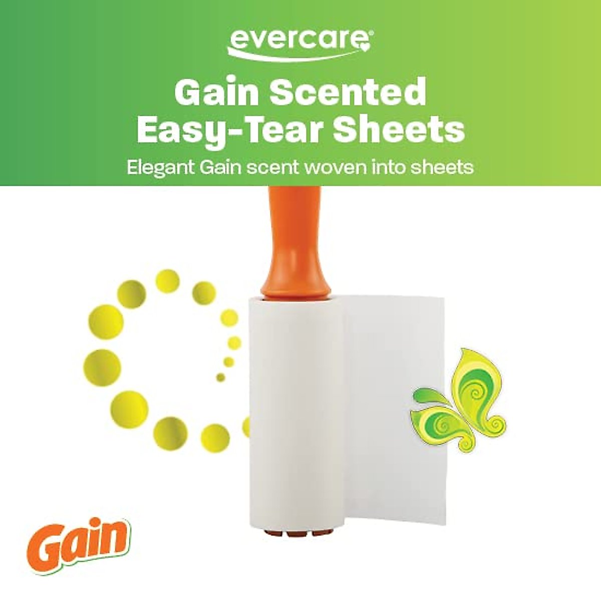 Evercare Gain Scented All-Purpose Lint Roller Value Pack with 2 Lint Rollers and 3 Refill Rolls, 60 Sheets Each Multicolor