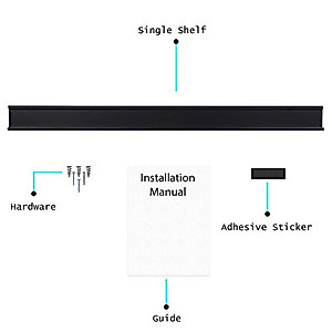 Wallniture Denver 46" Black Floating Shelf for Wall Collage, Picture Ledge Shelf for Living Room Decor