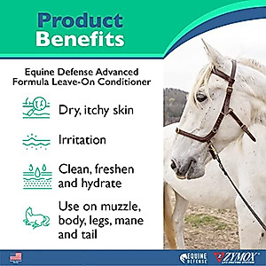 Zymox Equine Defense Advanced Formula Leave-On Conditioner, 12oz. – Horse Coat Care: Detangles, Soothes, & Moisturizes Skin, Mane & Tail