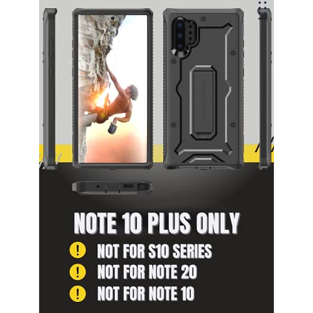 ArmadilloTek Vanguard Designed for Samsung Galaxy Note 10+Plus Case (2019 Release) Military Grade Full-Body Rugged with Kickstand Without Built-in Screen Protector - Black