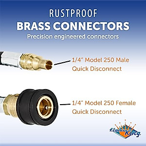 Flame King Quick Connect Hose for RV, Van, Trailer, LP Gas Only, 48 inches (4-Ft), 1/4" ID Thermo Plastic Hose Assembly, 100395-48a , Black